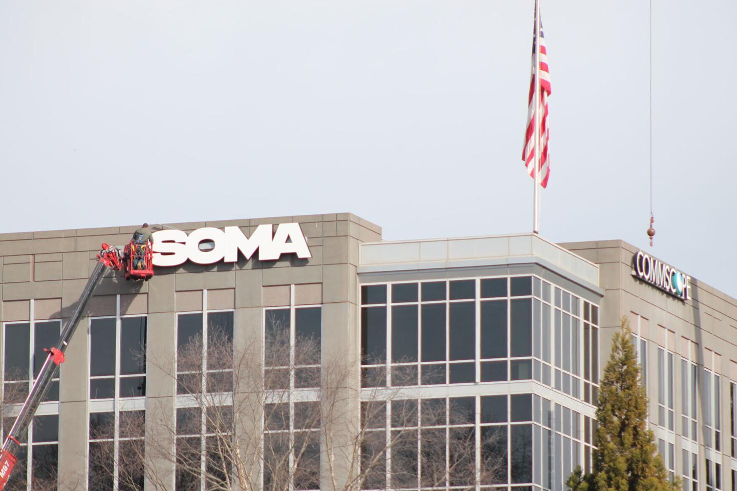 What happened to the flag on the old CommScope building?