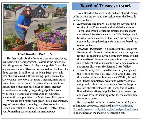 Town of Cedaredge News | Community | highcountryspotlight.com