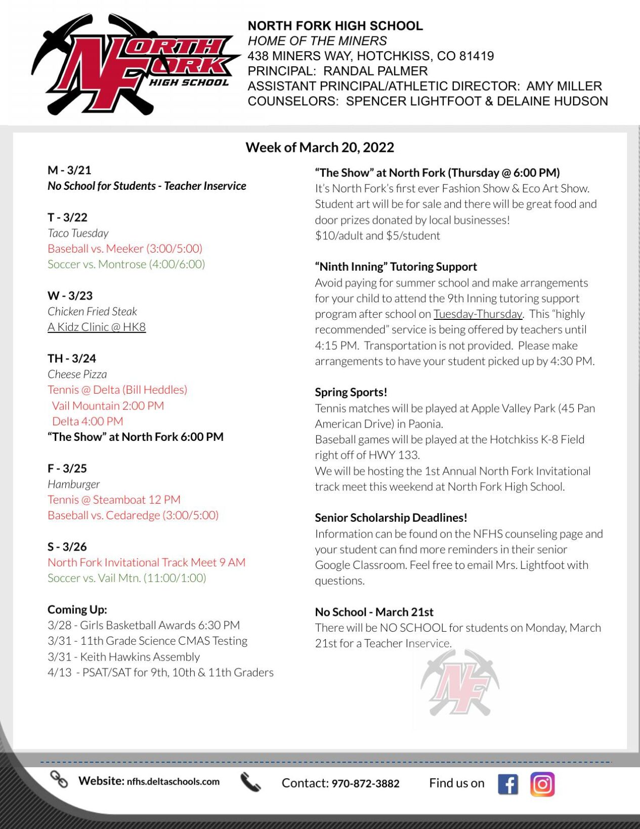 North Fork High School Newsletter | North Fork | highcountryspotlight.com