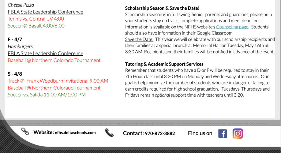 North Fork High School Schedule: Week of April 3 | Community ...