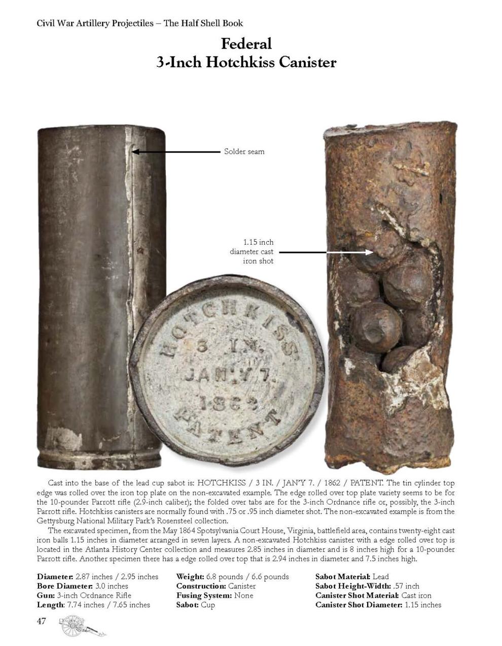 Cannon bore, shot, shell, canister, and grape shot diameters for rifled ...