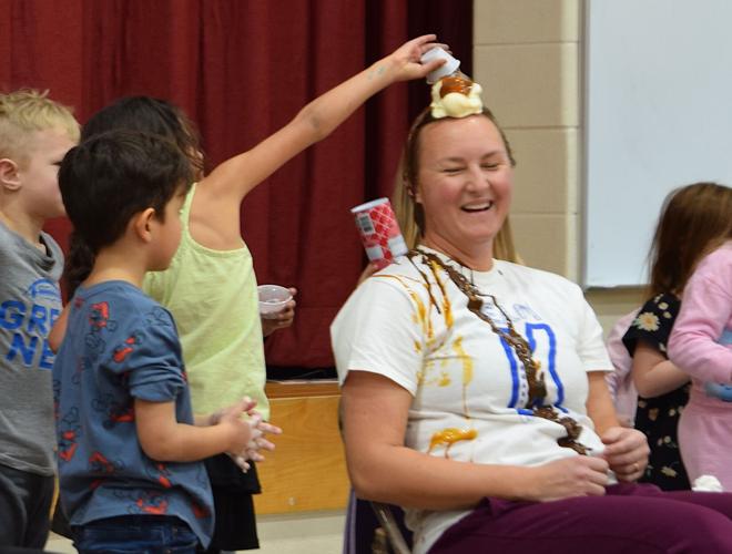 Photos of human sundae fundraiser at Cambridge Elementary School ...