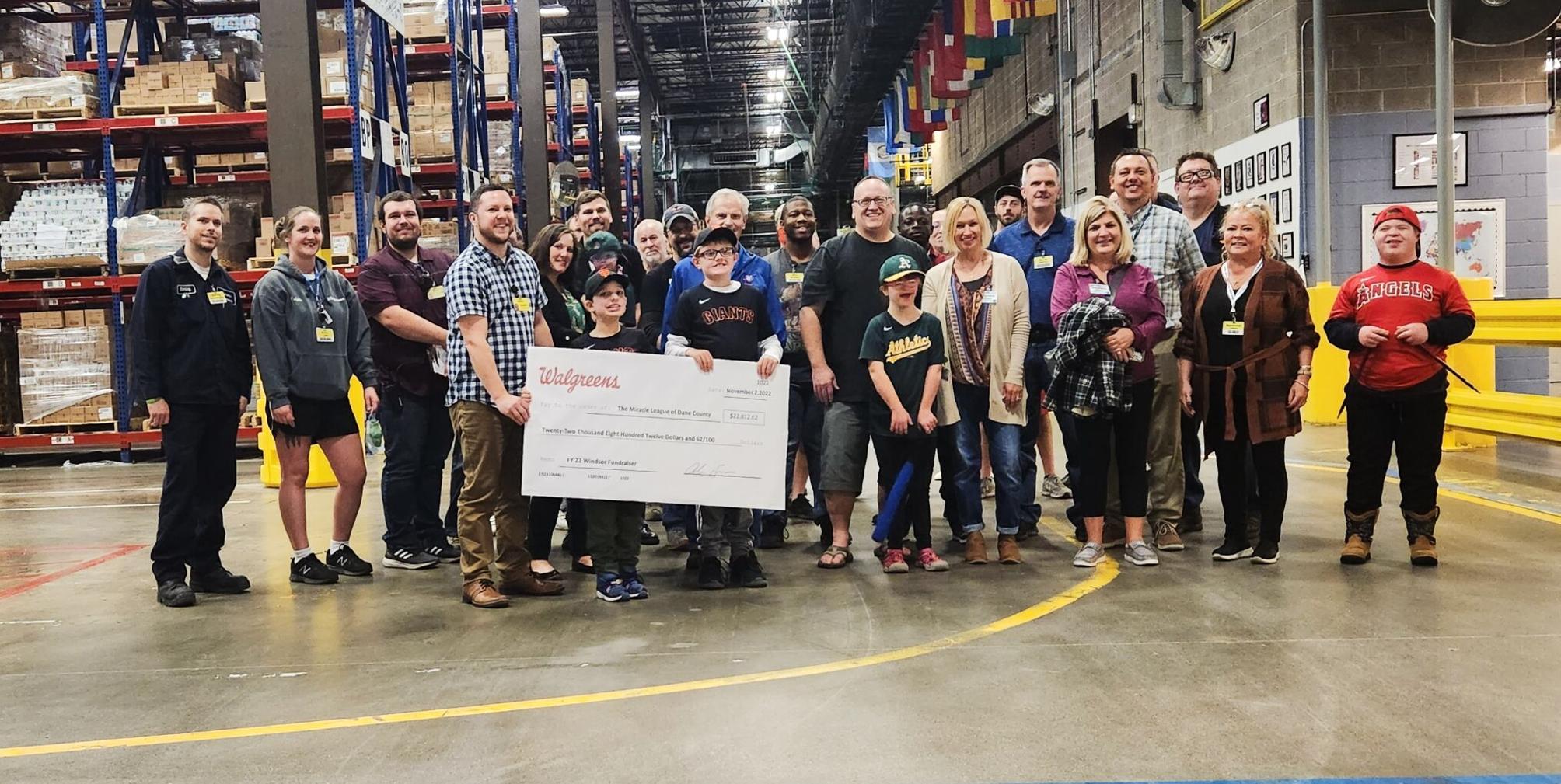Miracle League of Dane County presented a check from Windsor Walgreens ...
