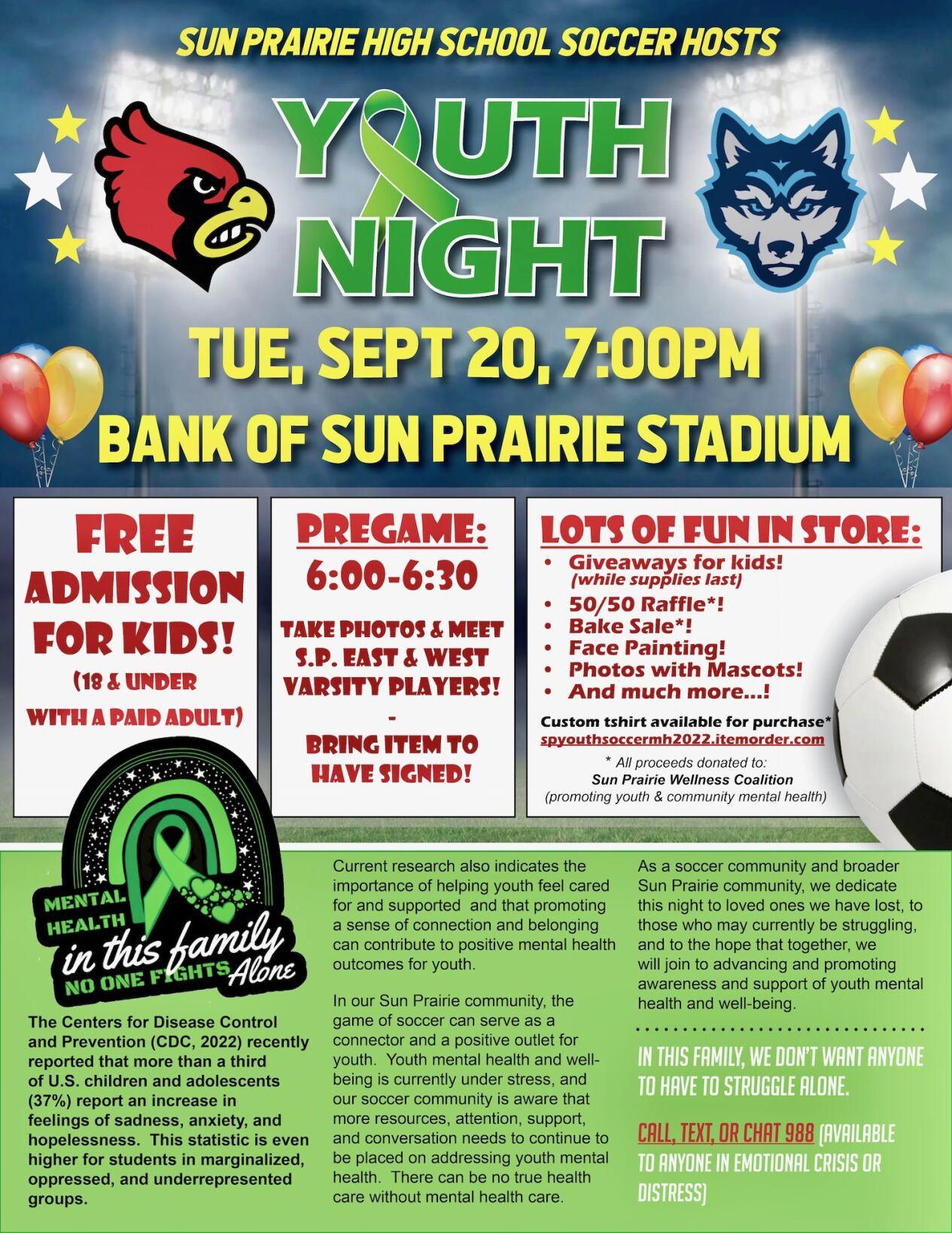 Sun Prairie soccer programs host Youth Night to aid teen mental health ...