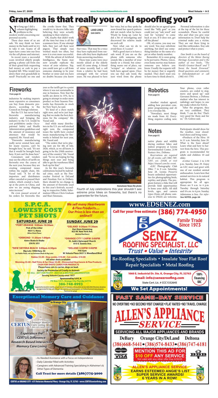 Page A_003 | e-Edition | hometownnewsvolusia.com