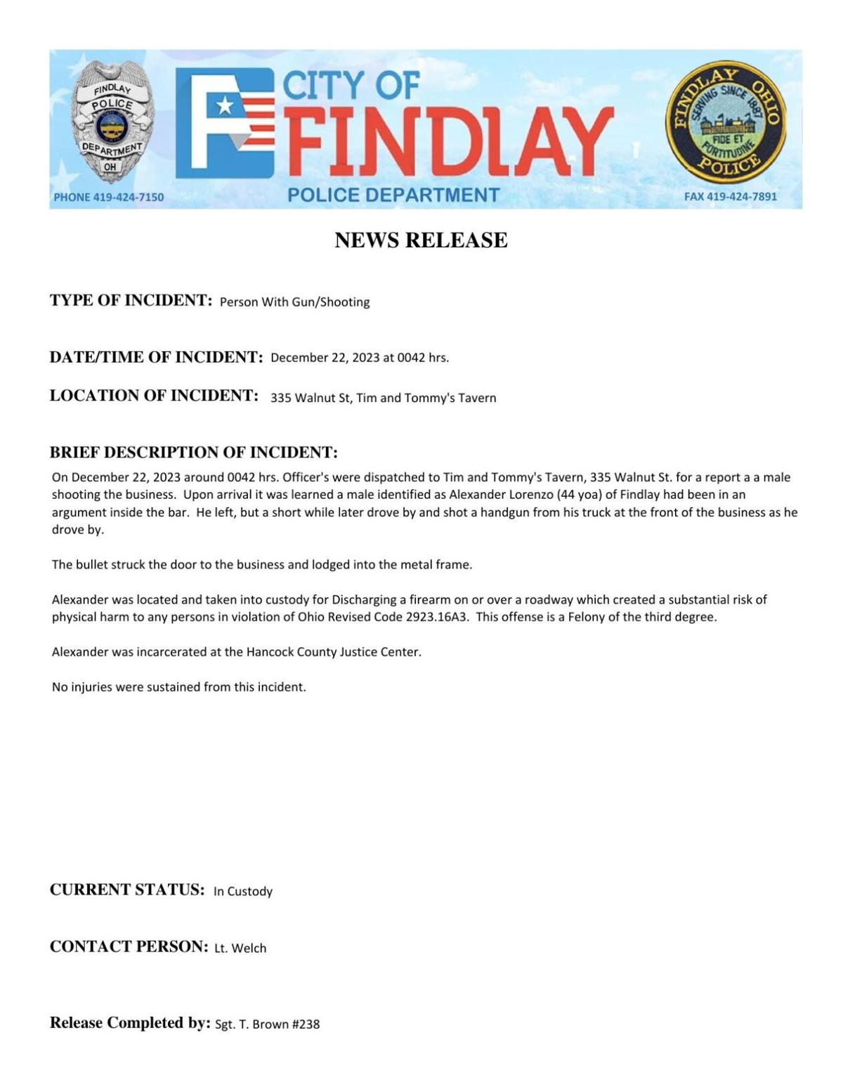 A Findlay man was arrested for shooting at a business early Friday ...