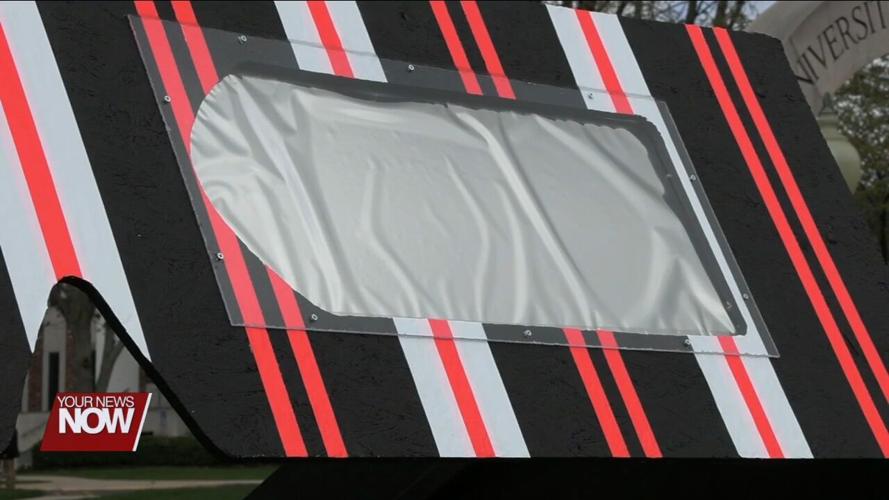 Giant eclipse glasses built for Monday's viewing party at the ...