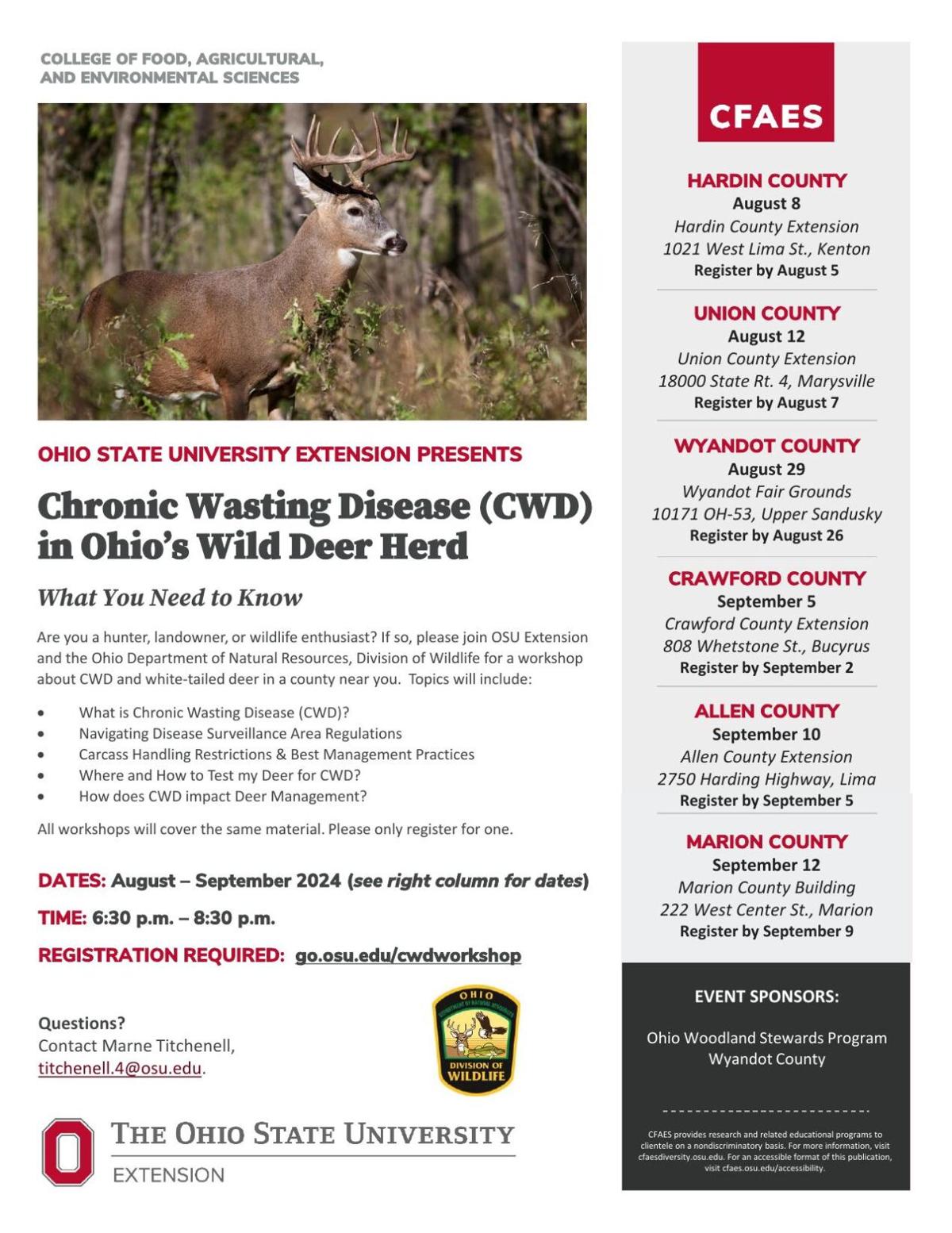 Workshops on Chronic Wasting Disease in Ohio's Wild Deer | News from ...