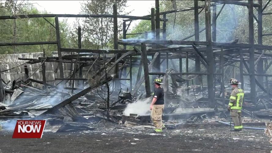 Multiple departments called in to battle a 3-alarm barn fire on Grubb ...