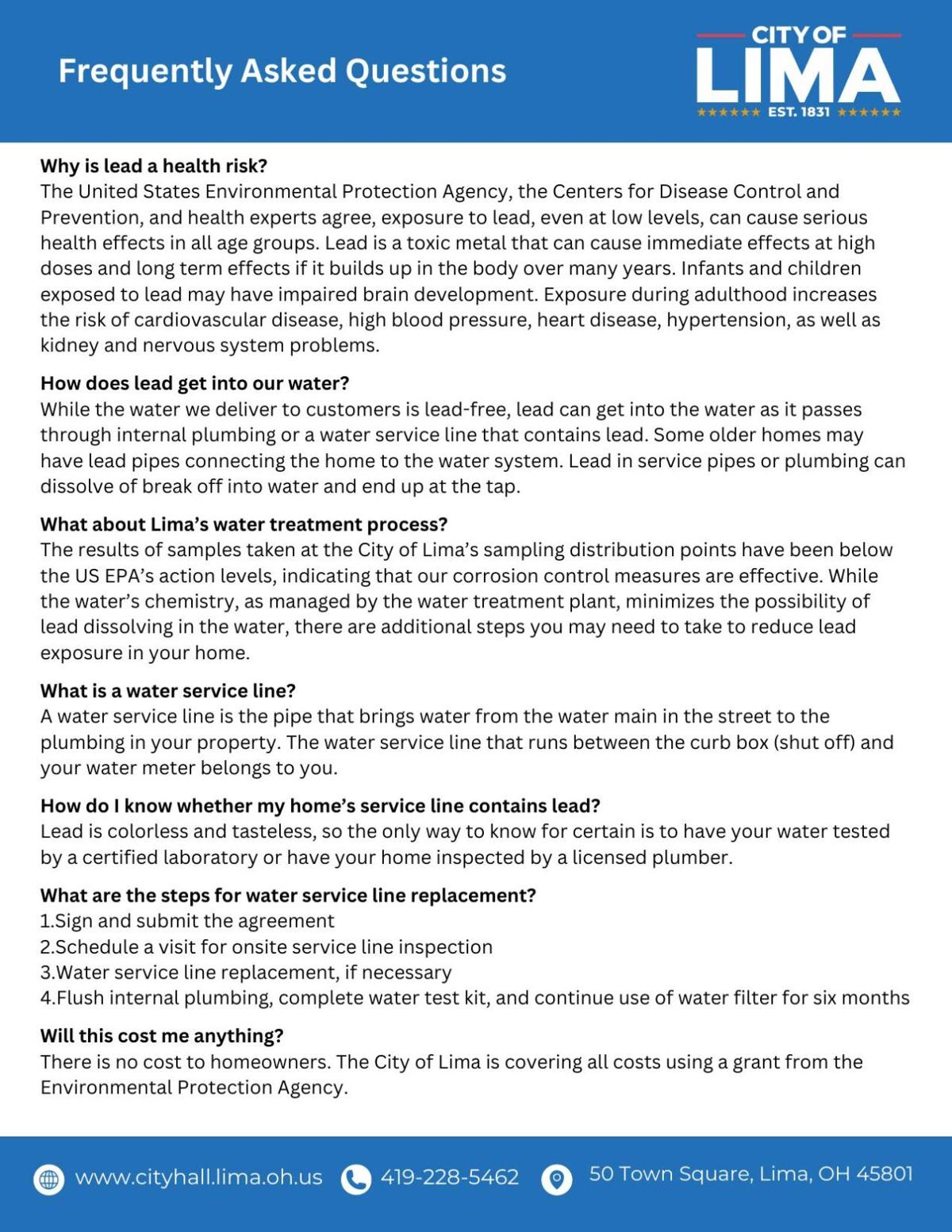 City of Lima offering free lead service water line replacement program ...