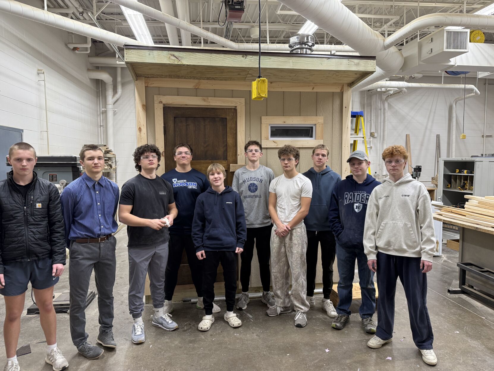 Hudson Schools' Production Woodworking class builds sauna | Local News ...