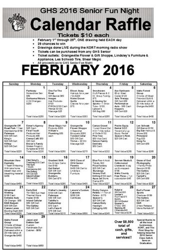 Grangeville Senior Fun Night Raffle Winners 2016 | Community ...