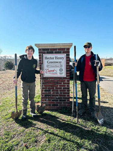 Scouts plant trees at Hector Henry Greenway
