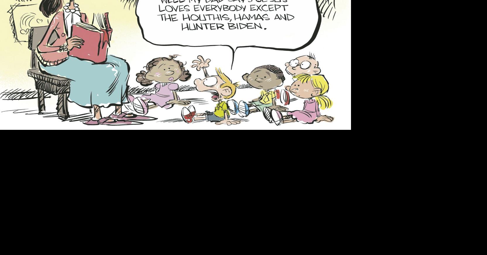 Cartoons: Sunday school lesson, Uvalde report and man boobs