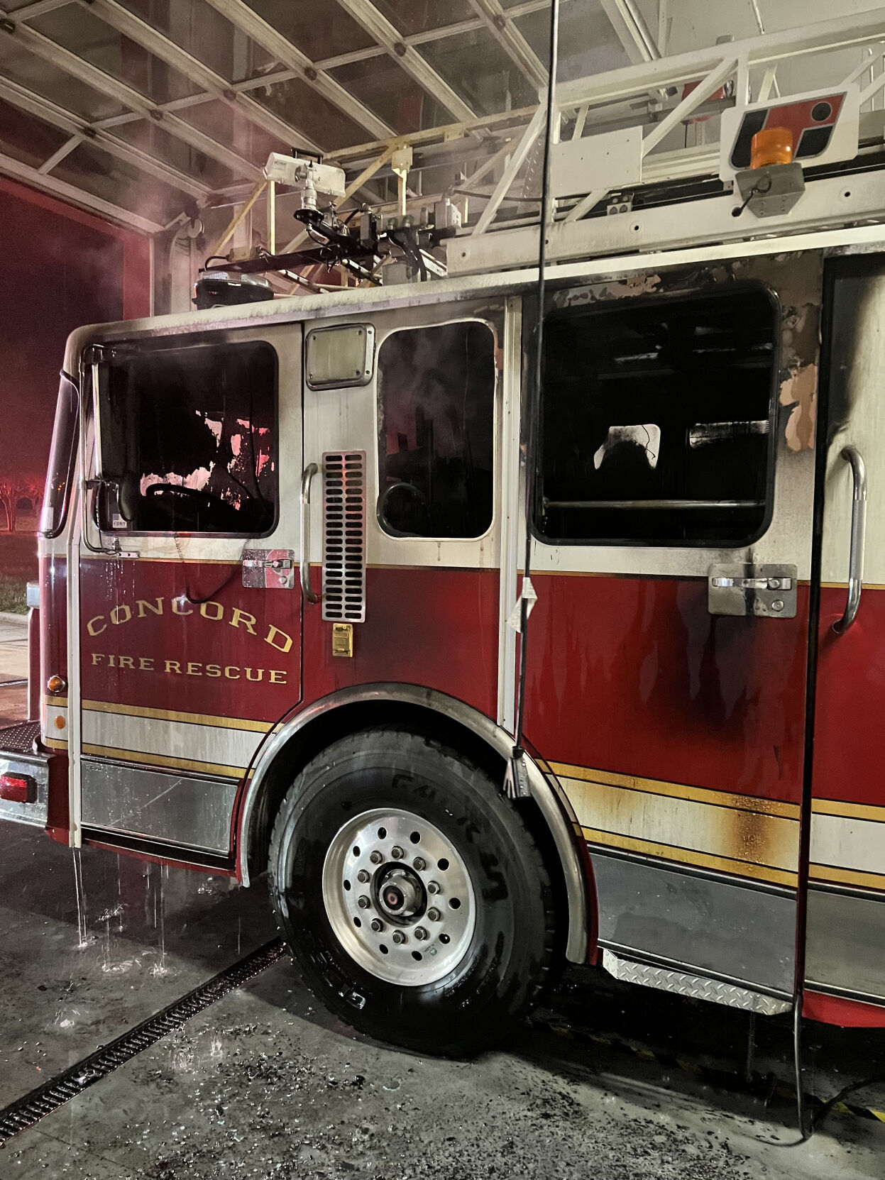 Early morning fire at Concord fire station damages firetruck