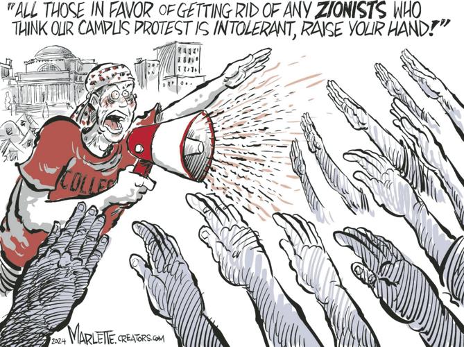 Cartoons: Campus protests and a politician and dog