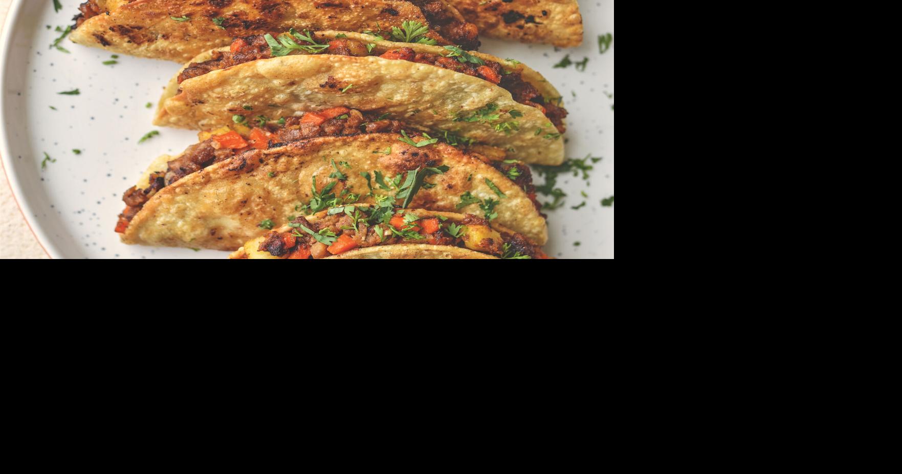 This beef taco recipe from the cookbook 'Plantas' uses salsa for ...