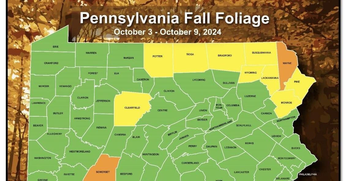 Where is Pennsylvania's top fall foliage? Map shows peak counties for ...