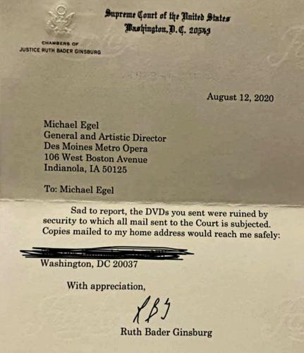 Ruth Bader Ginsburg's letters to the Des Moines Metro Opera | News ...
