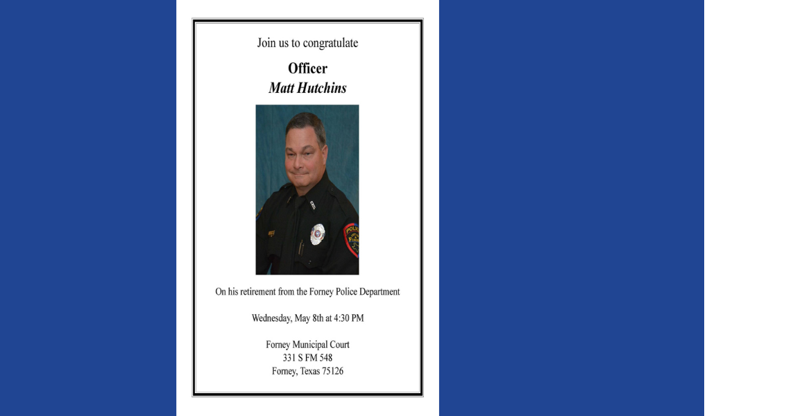 Forney Police Officer Matt Hutchins Retiring After 23 Years - Public ...