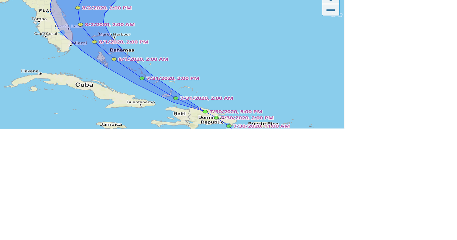 Tropical Storm Isaias Track shifts NE - now forecasted to become a ...