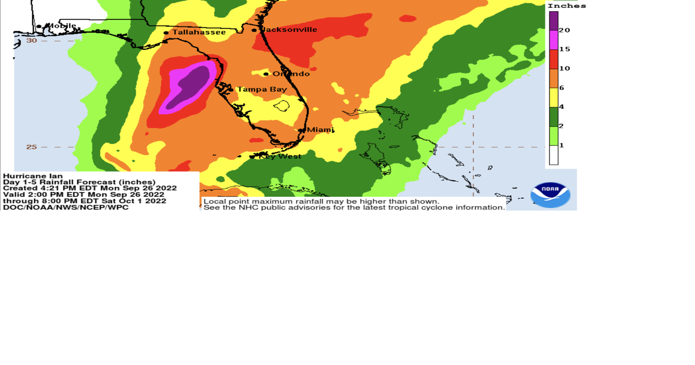 Ian’s winds top 100 mph as Village prepares for 7” to 8” of rain and ...