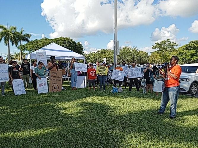 Protestors outside Miami City Hall rally against Virginia Key homeless ...