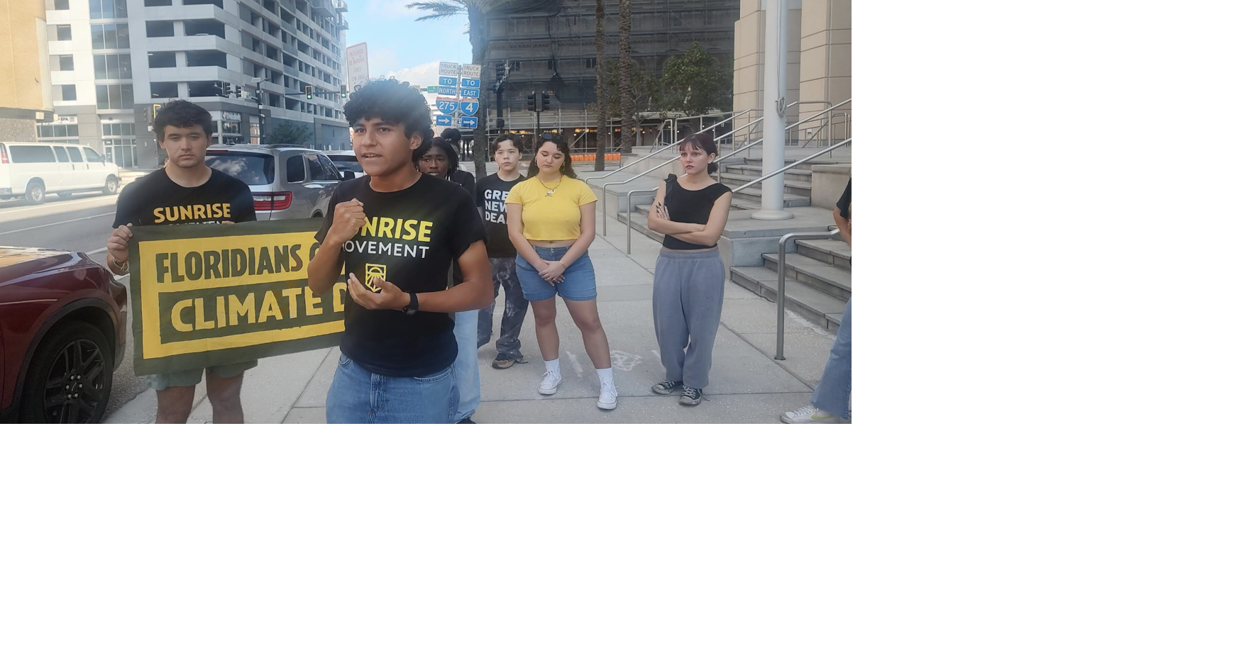 “No sir, it is climate change;” Sunrise Movement activists including ...