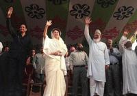 Four-parties opposition alliance leaders (L-R) Bangladesh's former ...