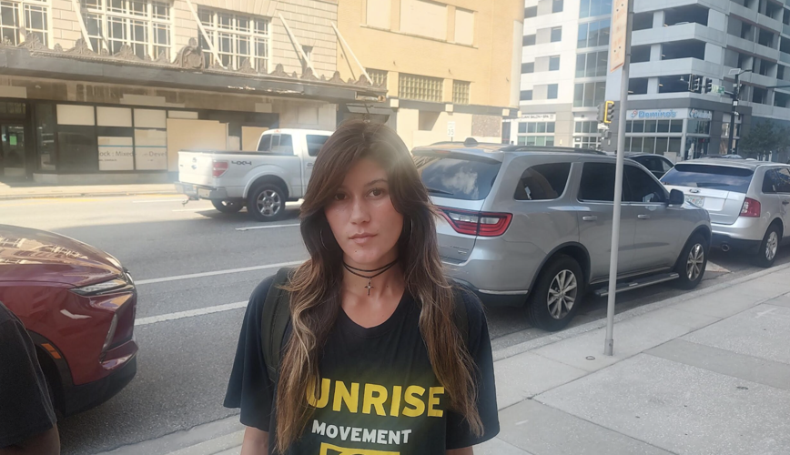 “No sir, it is climate change;” Sunrise Movement activists including ...