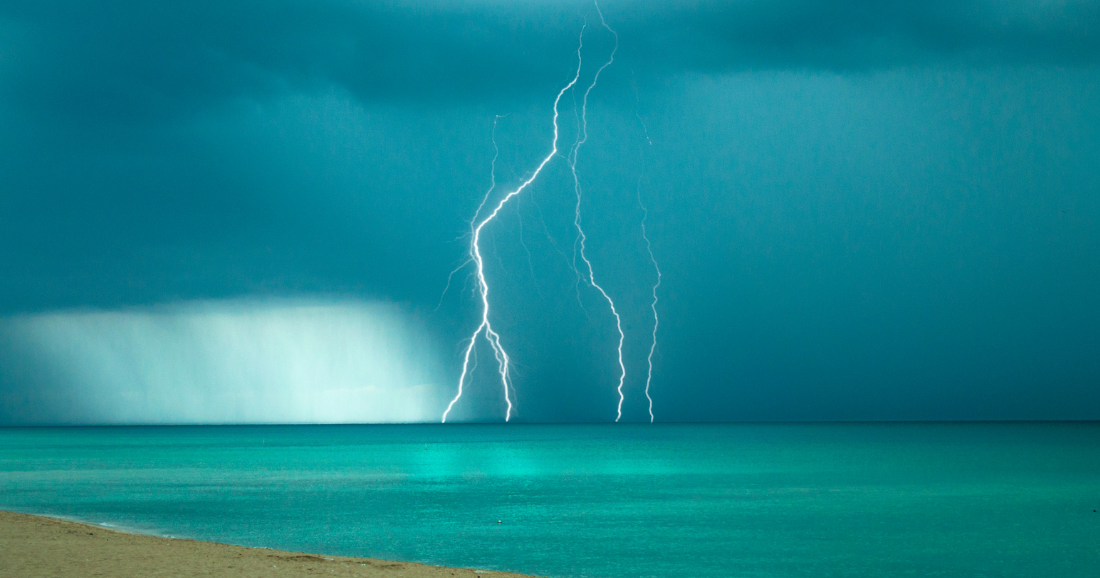 lightning over ocean