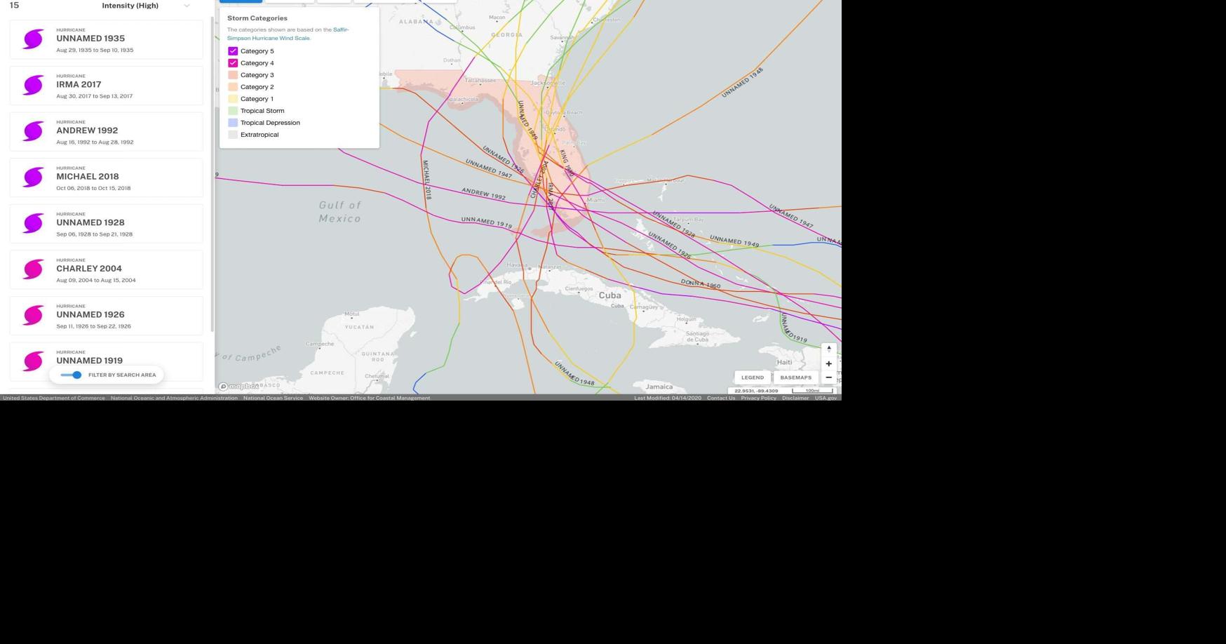 NOAA tool shows 102 hurricanes or depressions have threatened Key ...
