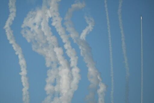 A Chinese rocket after launch from Pingtan island in Fujian province ...
