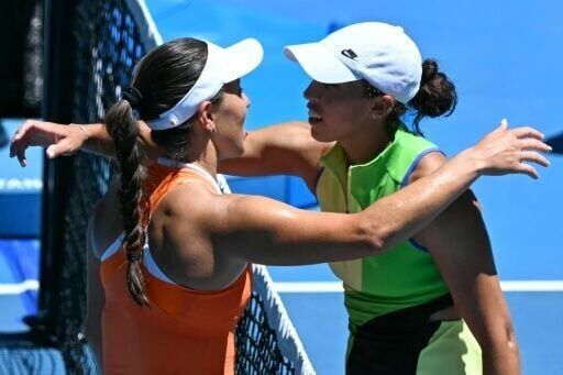 Jessica Pegula (L) and Madison Keys embrace after their clash at the ...