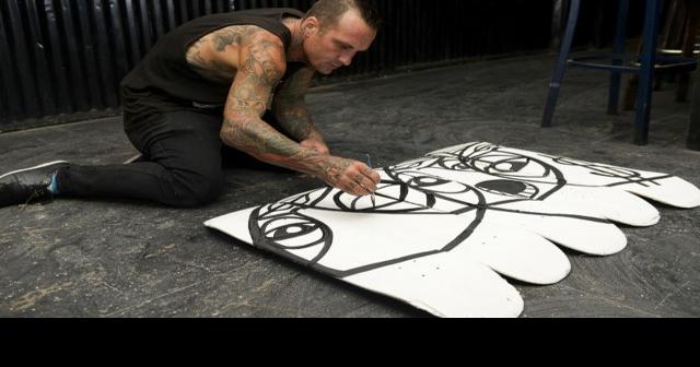 Skateboarder and artist Kris Markovich takes part in El Centro question ...