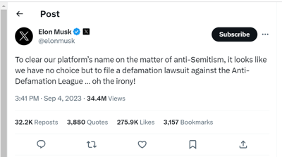 Elon Musk threatens to sue ADL for billions of dollars, blaming Jewish ...