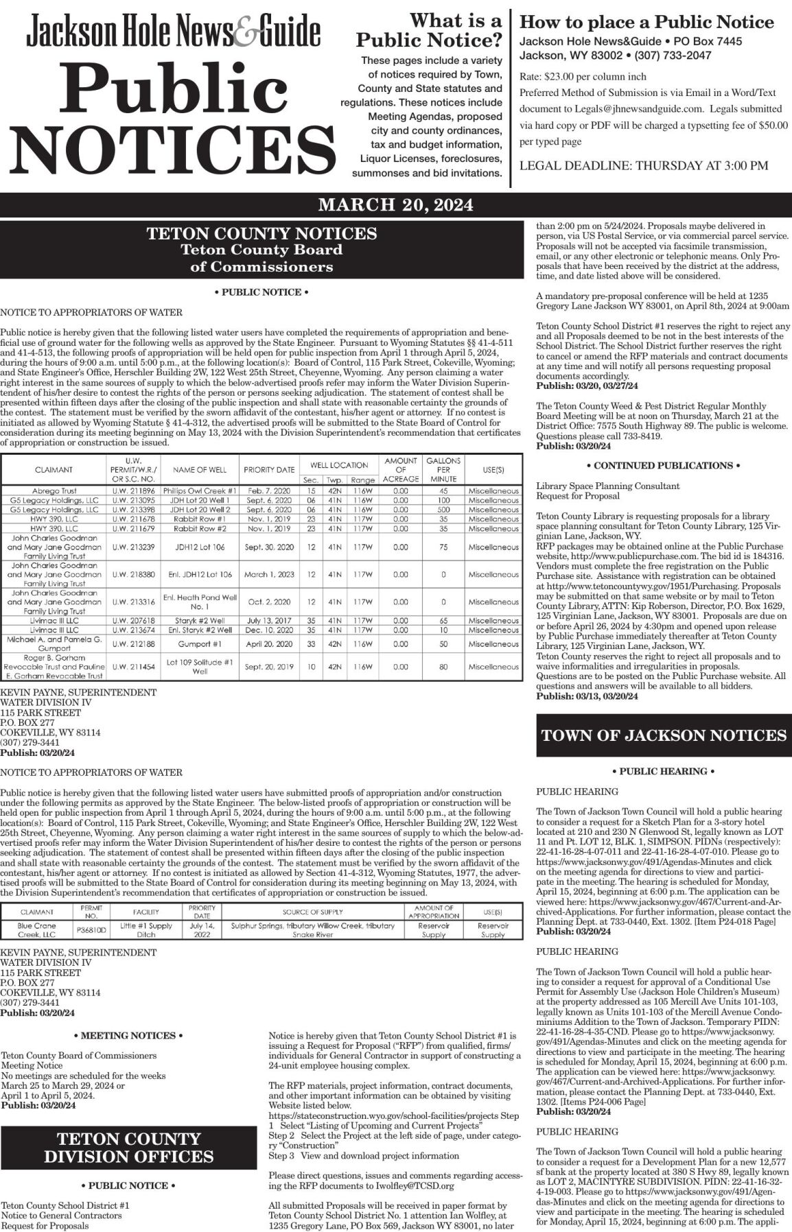 Public Notices, March 20, 2024 | Public Notices | jhnewsandguide.com