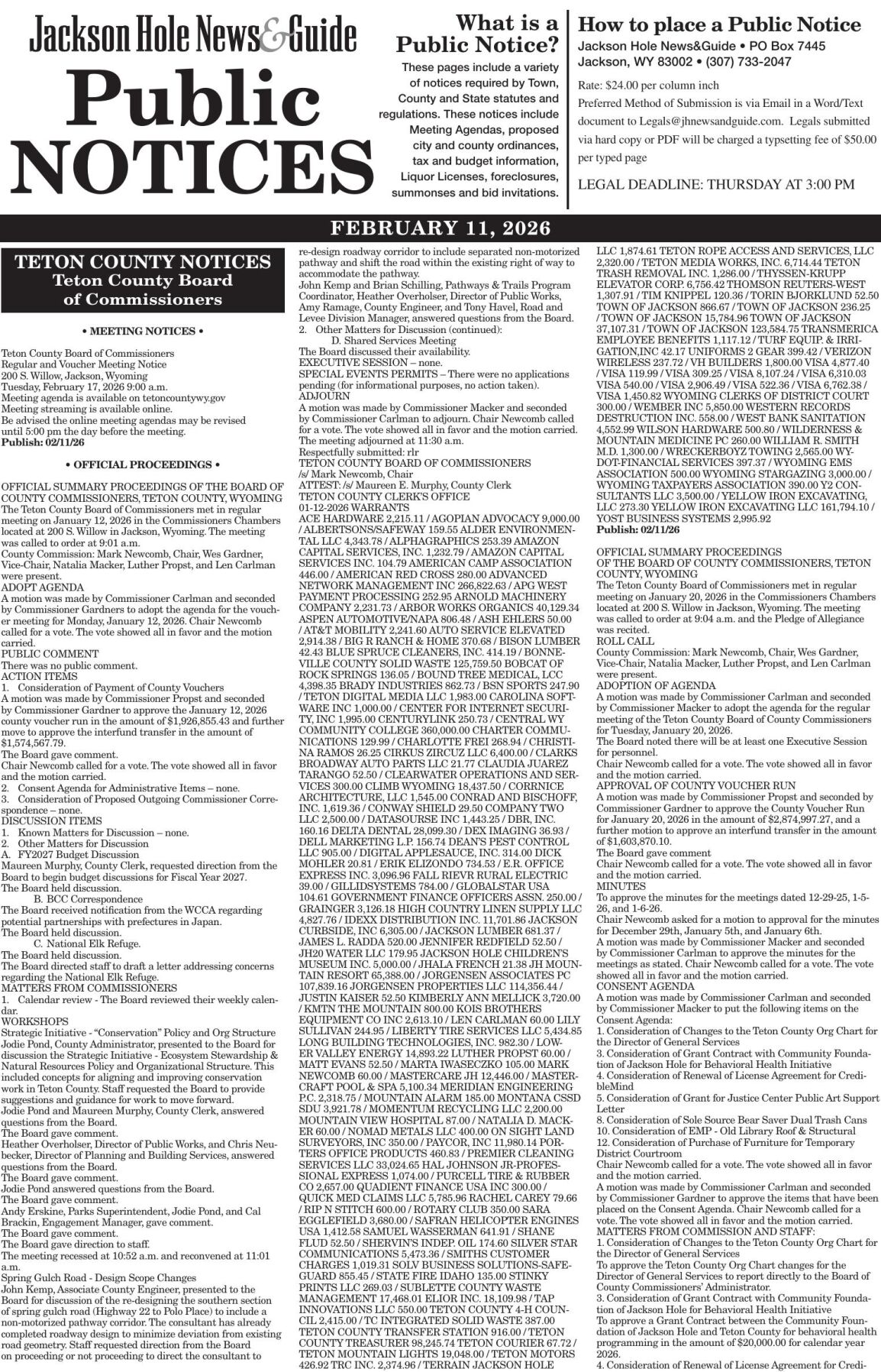 Public Notices, February 11, 2026 | Public Notices | jhnewsandguide.com