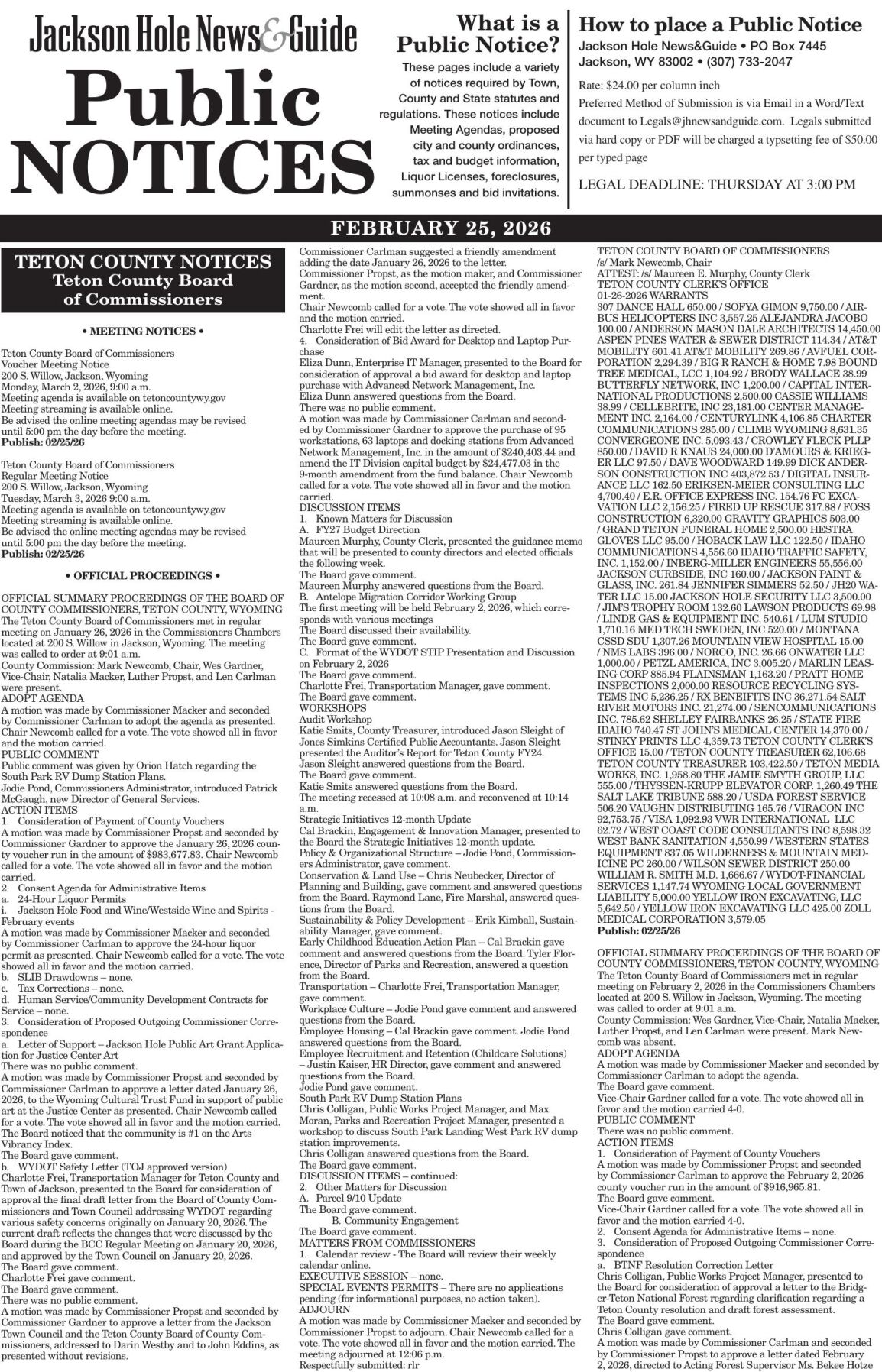 Public Notices, February 25, 2026 | Public Notices | jhnewsandguide.com