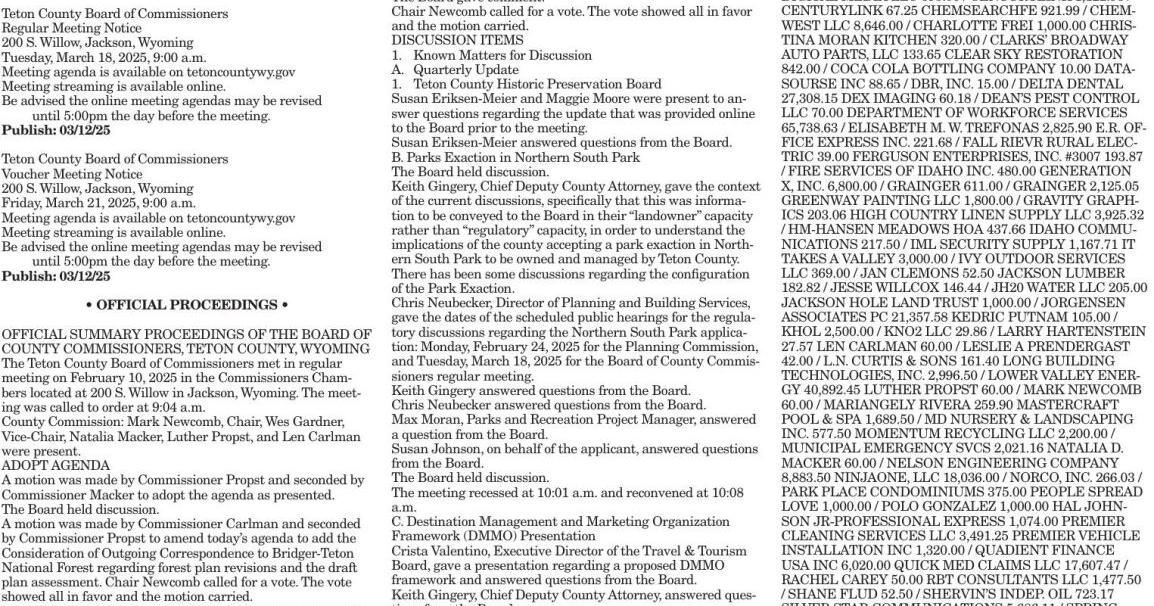 Public Notices, March 12, 2025 | Public Notices | jhnewsandguide.com