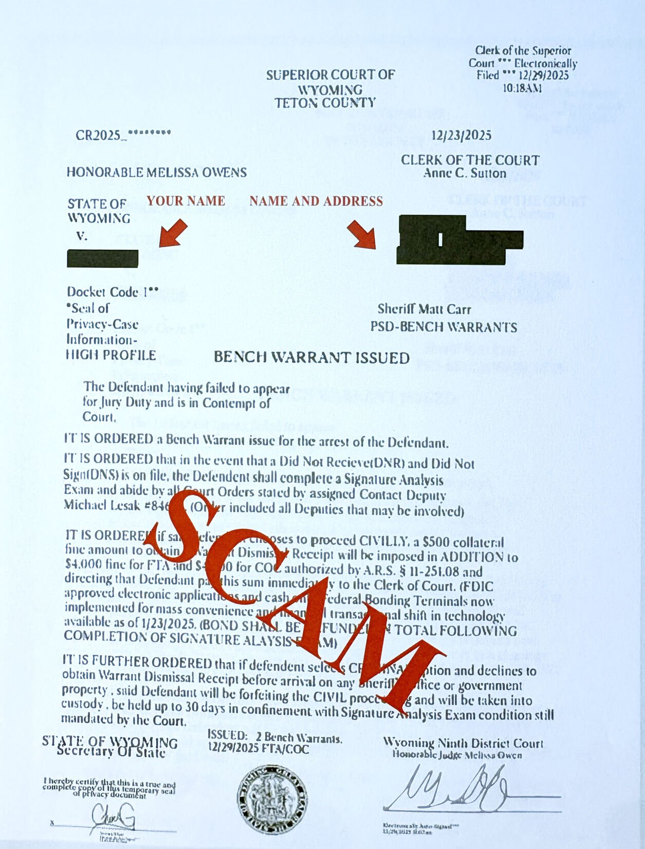 Jackson scammers issuing phony bench warrants | Cops & Courts ...