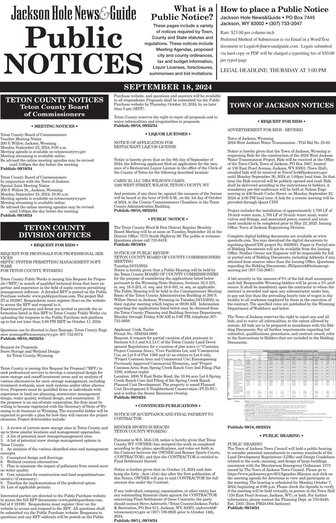 Public Notices, September 18, 2024 | Public Notices | jhnewsandguide.com