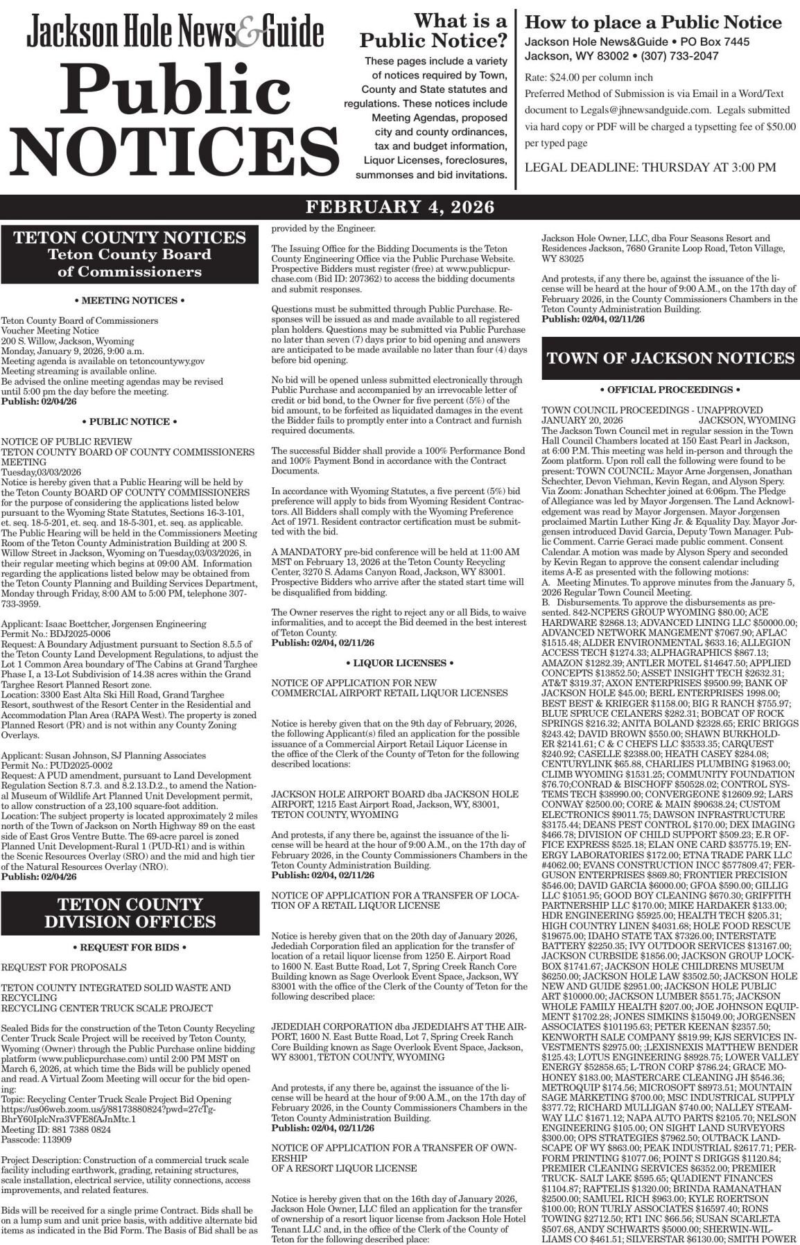 Public Notices, February 4, 2026 | Public Notices | jhnewsandguide.com