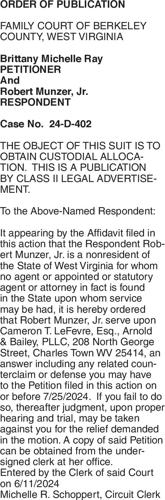 24-D-402 Custody-Ray/Munzer, Jr. | Notices | journal-news.net