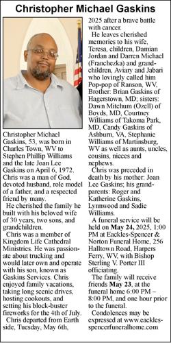 Christopher Michael Gaskins | Obituaries | journal-news.net