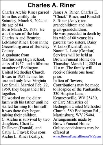Charles A. Riner | Obituaries | journal-news.net