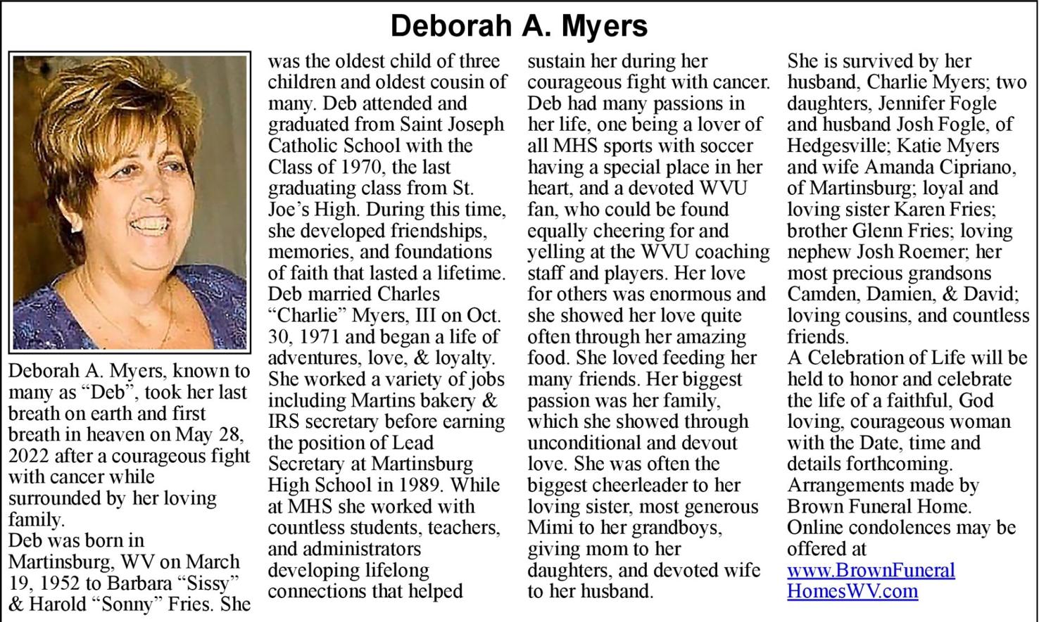 Deborah A. Myers | Obituaries | journal-news.net