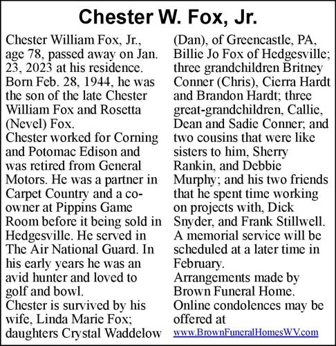 Chester W. Fox, Jr. | Obituaries | journal-news.net