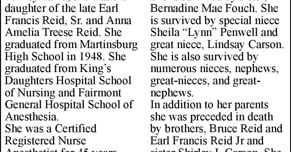 Anna L. Reid | Obituaries | journal-news.net