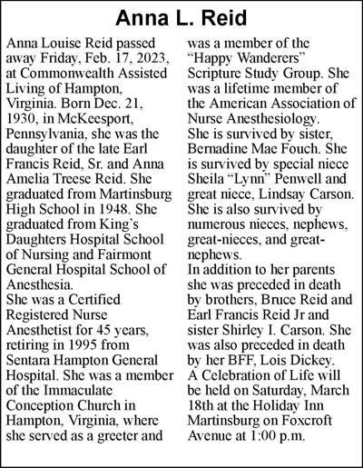 Anna L. Reid | Obituaries | journal-news.net